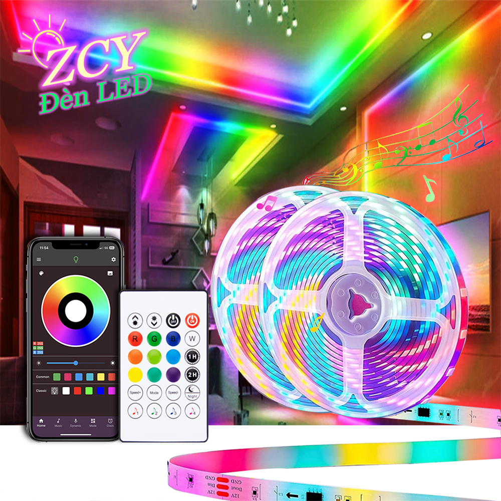 Dây đèn led ARGB 16 triệu màu, 10M 5M điều khiển bằng điện thoại,nháy ...