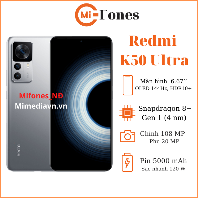 Điện thoại Xiaomi Redmi K50 Ultra cấu hình KHỦNG Qualcomm Snapdragon 8+ Gen 1 mifones | Shopee ...