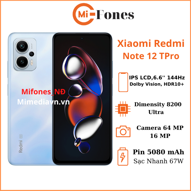 Điện thoại Xiaomi Redmi Note 12T Pro 5G Dimensity 8200 Ultra Sạc nhanh ...