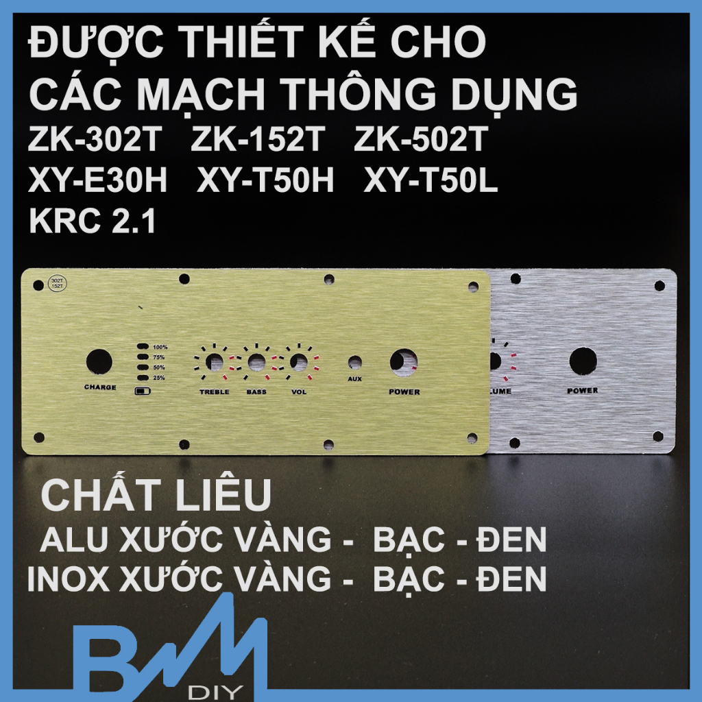 Mặt control INOX ALU xước 200x80mm mạch ZK-502T ZK-302T ZK-152T XY-T50H ...