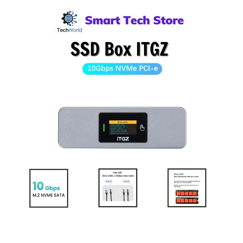 SSD Box ITGZ ( Màn hình LED | Vỏ nhôm | Tốc độ 1000MB/s | hỗ trợ NVMe ...