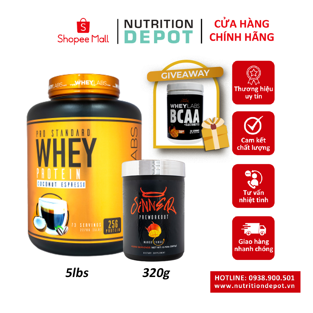 Combo sữa tăng cơ Whey Protein Wheylabs Pro Standard 2.3kg + Sinner Pre ...