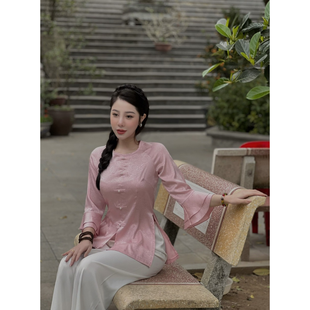 Đồ Lam Đi Chùa Bộ Đi Lễ Nữ Mẫu Lụa Bà Ba Tay Loe Cao Cấp S090 | Shopee Việt Nam