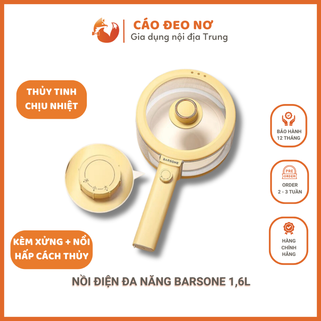 Nồi Điện Đa Năng Barsone, Quánh Điện Thủy Tinh Kèm Xửng Hấp Và Nồi Hấp ...