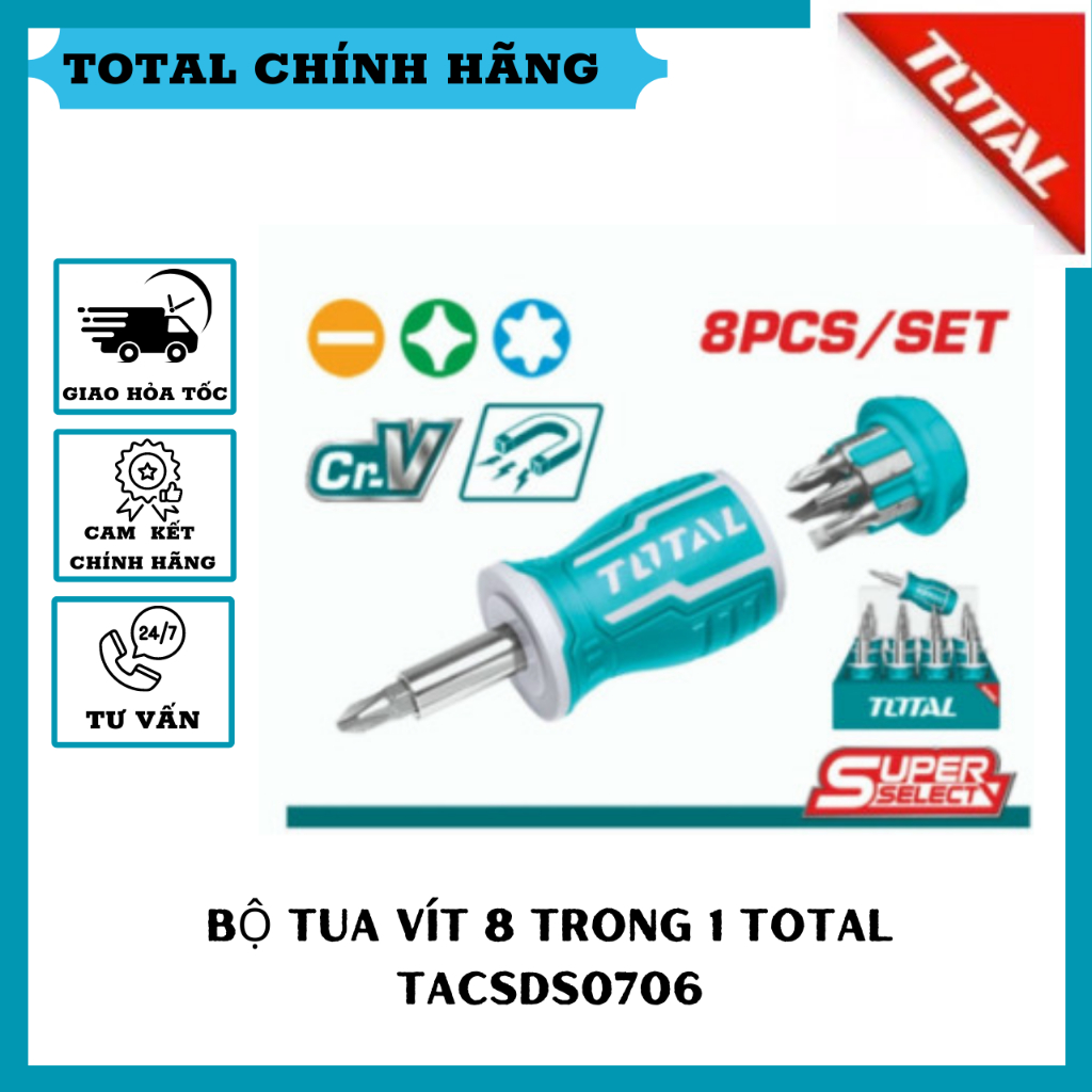 Bộ tua vít 8 trong 1 TOTAL TACSDS0706 hàng chính hãng | Shopee Việt Nam