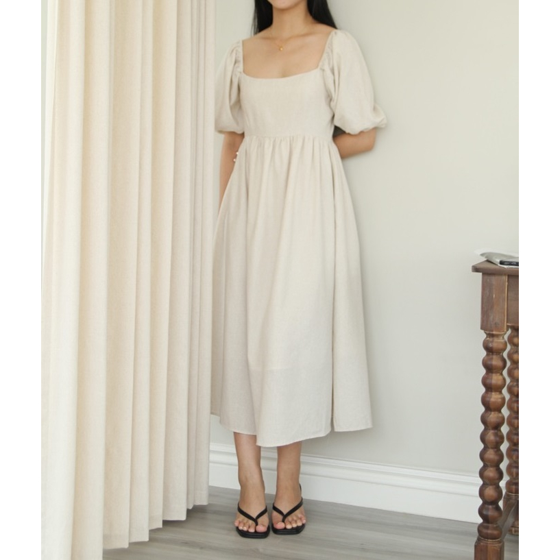 [BEFEEL.BR - TENDRESSES DRESS]- Đầm linen dàng dài cổ điển | Shopee Việt Nam