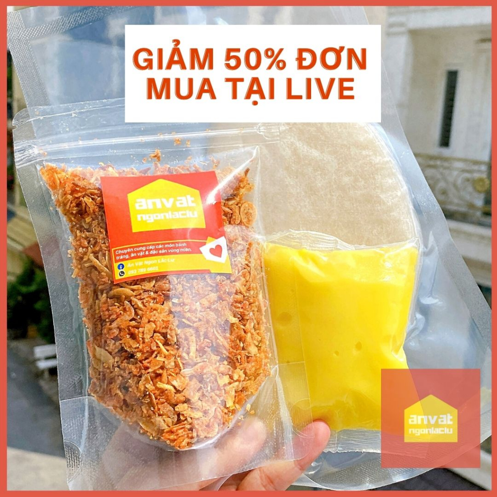 (CÓ BƠ) COMBO BÁNH TRÁNG MUỐI RUỐC HÀNH PHI (200G BÁNH TRÁNG + 100G ...