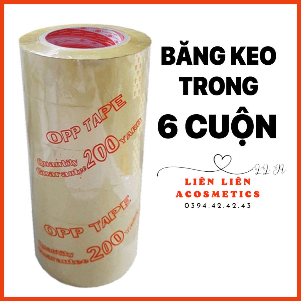Băng Keo, Băng Dính Trong/Đục 4.8cm - 200Yard (2kg/cây 6 Cuộn), Băng Keo 100Y, 200Y Dán Thùng ...