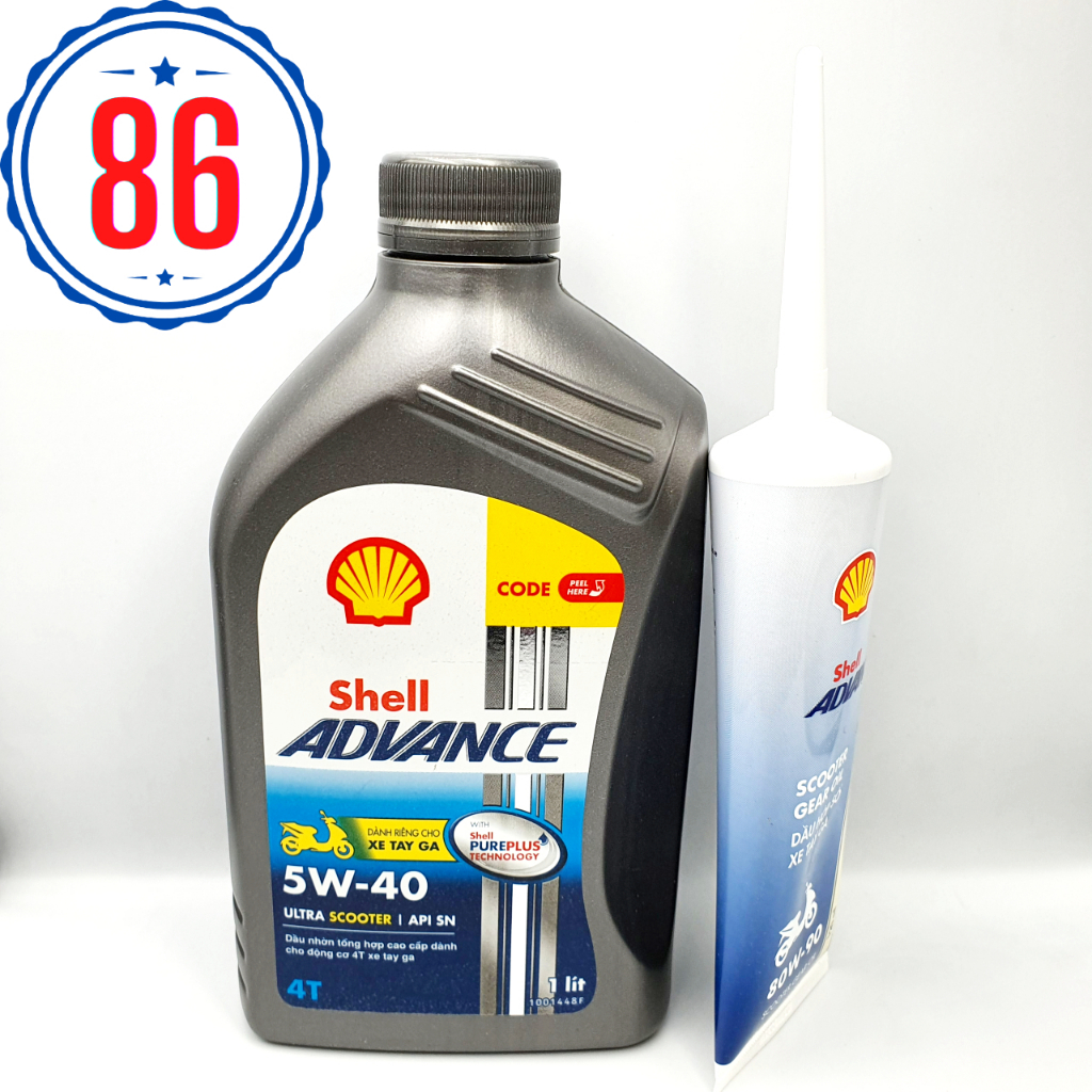 Combo nhớt tổng hợp xe tay ga Shell ultra 5W40 tặng nhớt láp Shell ...