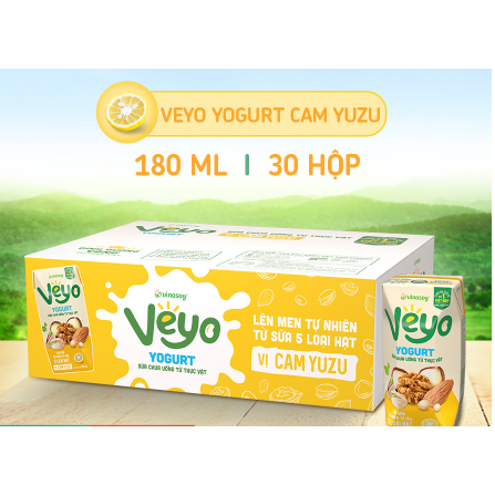 Thùng Sữa chua uống từ thực vật Veyo Yogurt vị Cam Yuzu (30 Hộp x 180ml) | Shopee Việt Nam