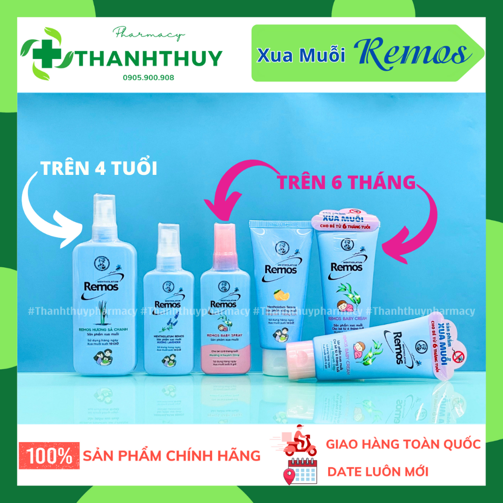 REMOS Chai Xịt Chống Muỗi Cho Người Lớn Và Trẻ Em Hương Lavender, Chanh ...