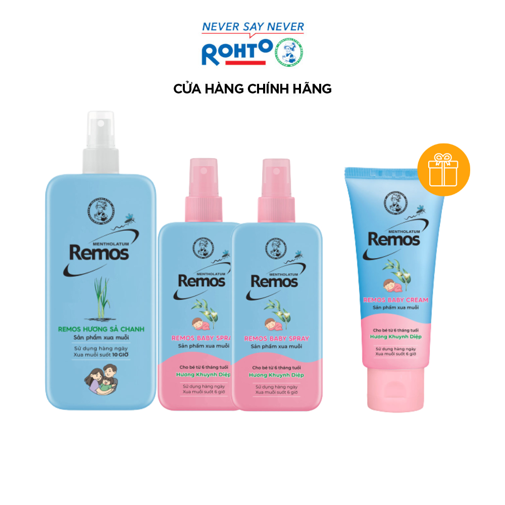 [VB] Bộ 3 xịt chống muỗi Remos:1 Xịt hương Sả Chanh 150ml+2 Xịt Baby ...
