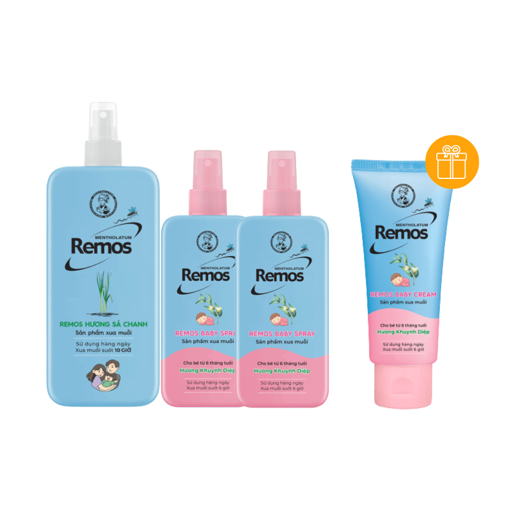 [VB] Bộ 3 xịt chống muỗi Remos:1 Xịt hương Sả Chanh 150ml+2 Xịt Baby ...