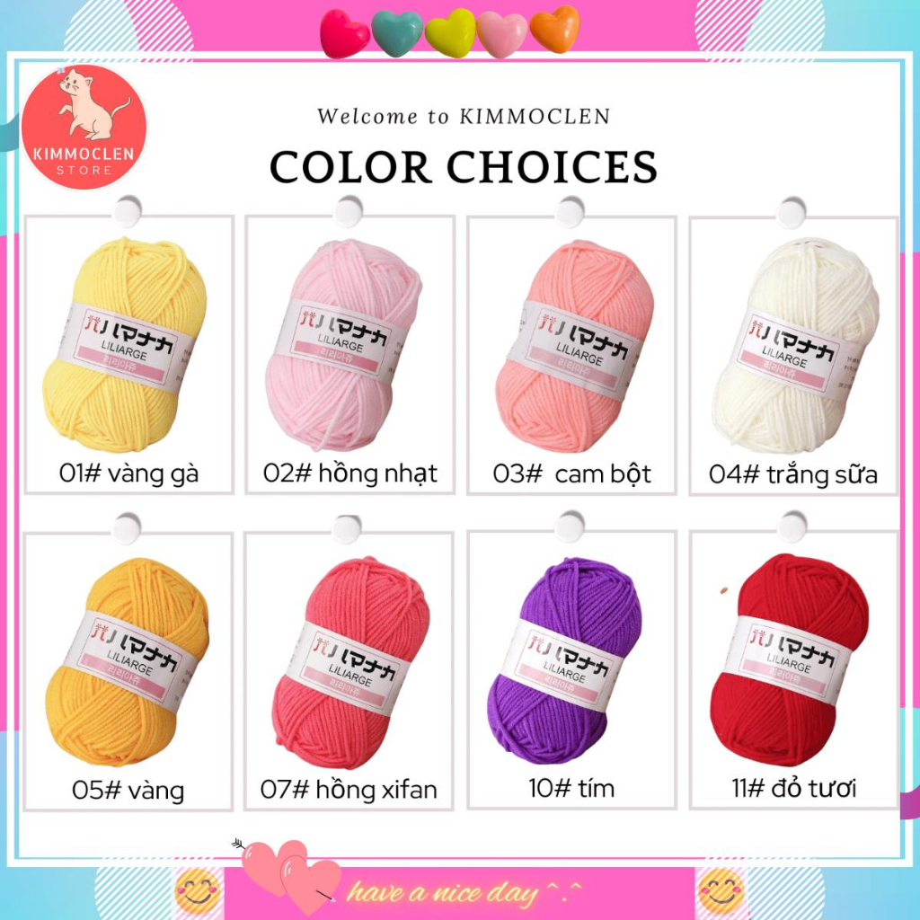 Len Milk Cotton Hàn Quốc 25gr, Len Siêu Mềm Cho Người Mới (Mã 01 - 62 ...