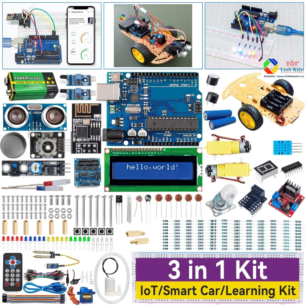 Bộ Car Kit Arduino 3 Trong 1 Bộ Học Tập Arduino Chế Tạo Xe Robot