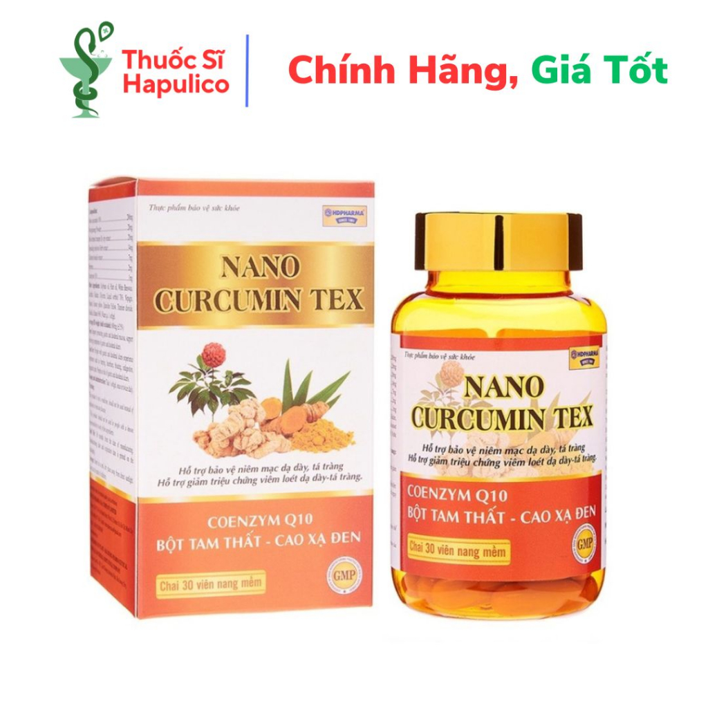 Viên tinh nghệ Nano Curcumin Tam Thất Xạ Đen HDPHARMA giảm viêm loét dạ dày - Chai 30 viên [Nano ...