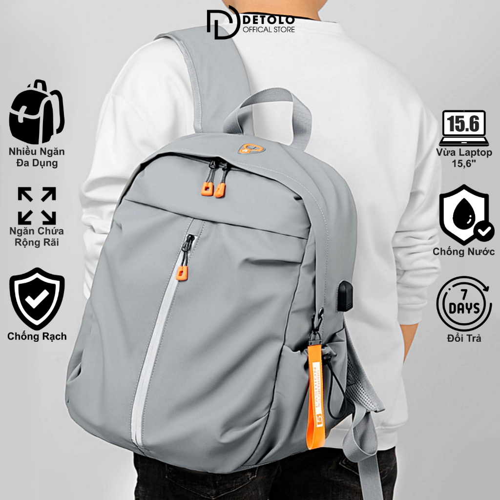 Balo nam nữ DETOLO đựng laptop 14 15,6" kiểu dáng công sở nhỏ gọn, túi đi làm, đi học cho học ...