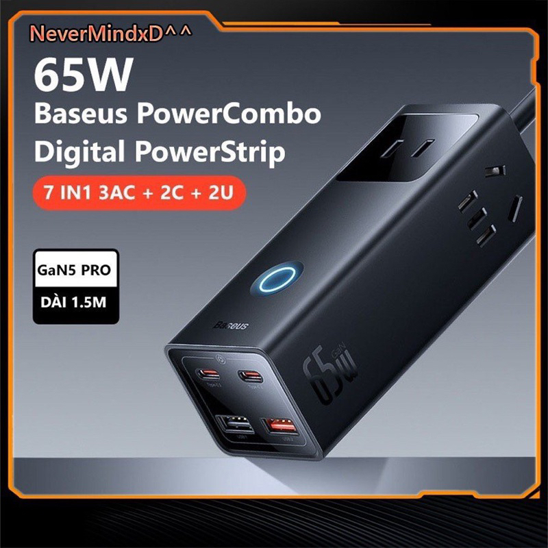 Bộ sạc Baseus GaN5 Pro PowerCombo Digital PowerStrip 65W | 40W | Shopee Việt Nam