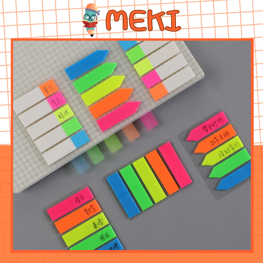 Giấy Note Đánh Dấu MEKI, Giấy Ghi Chú Dạ Quang 5 Màu | Shopee Việt Nam