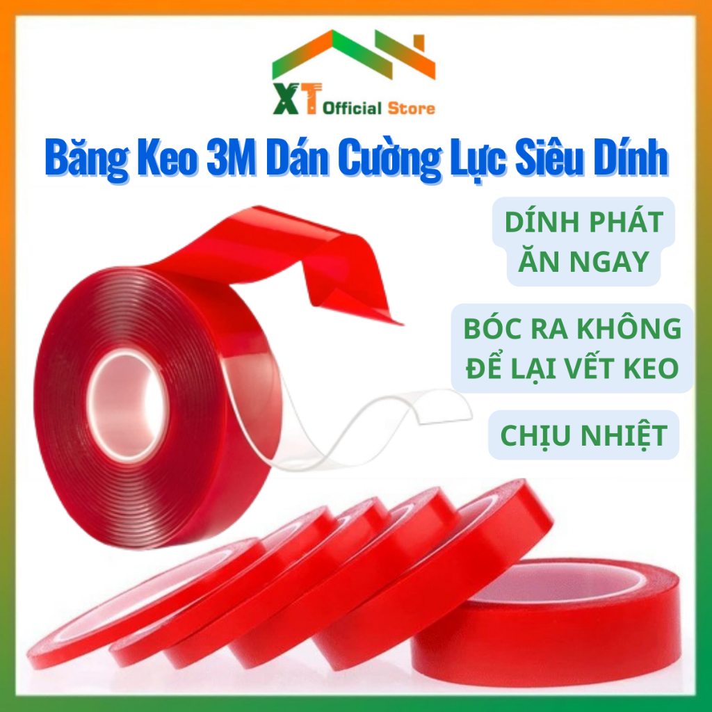 Băng Keo 3M Trong Suốt 2 Mặt Cường Lực Siêu Dính,Băng Keo Dính Đa Năng Khổ 10mm Dài 3 Mét,2cm ...