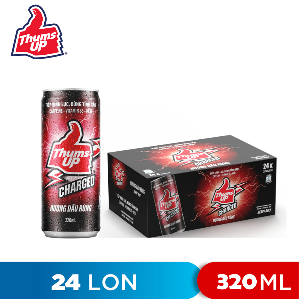 THÙNG 24 LON NƯỚC TĂNG LỰC HƯƠNG DÂU RỪNG THUMS UP CHARGED 320ML | Shopee Việt Nam