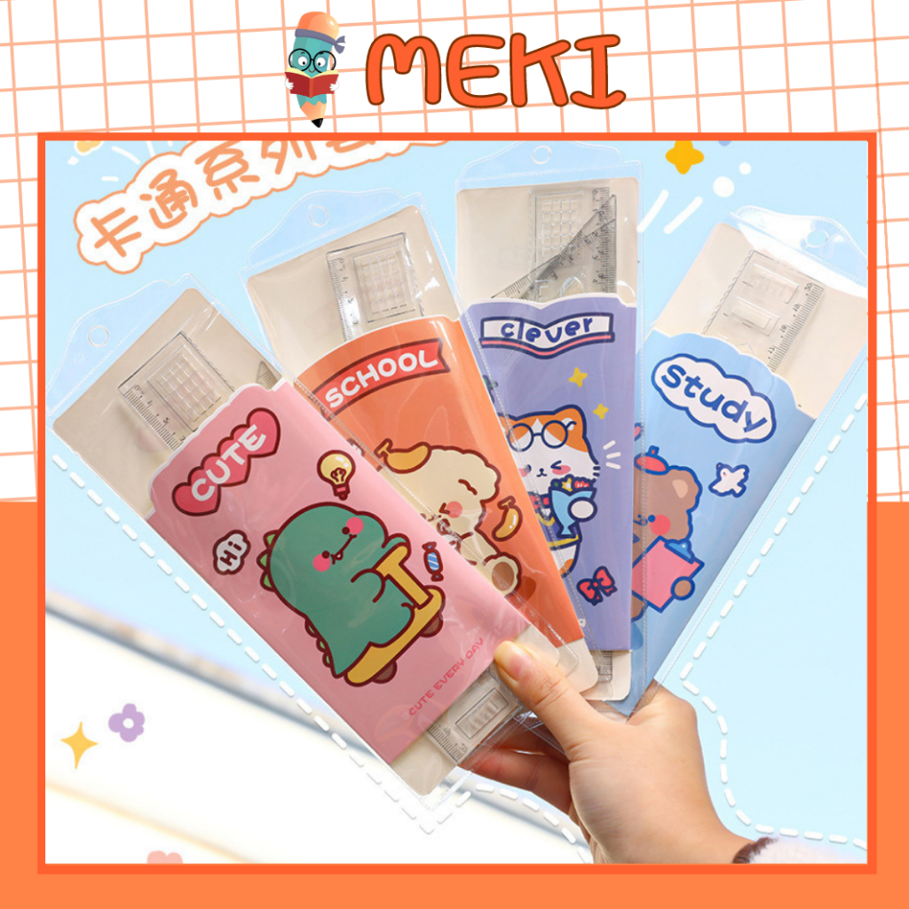 Bộ Thước Kẻ Eke Đo Độ 4 Món Dài 20cm Hoạ Tiết Dễ Thương, Set Dụng Cụ Vẽ ...