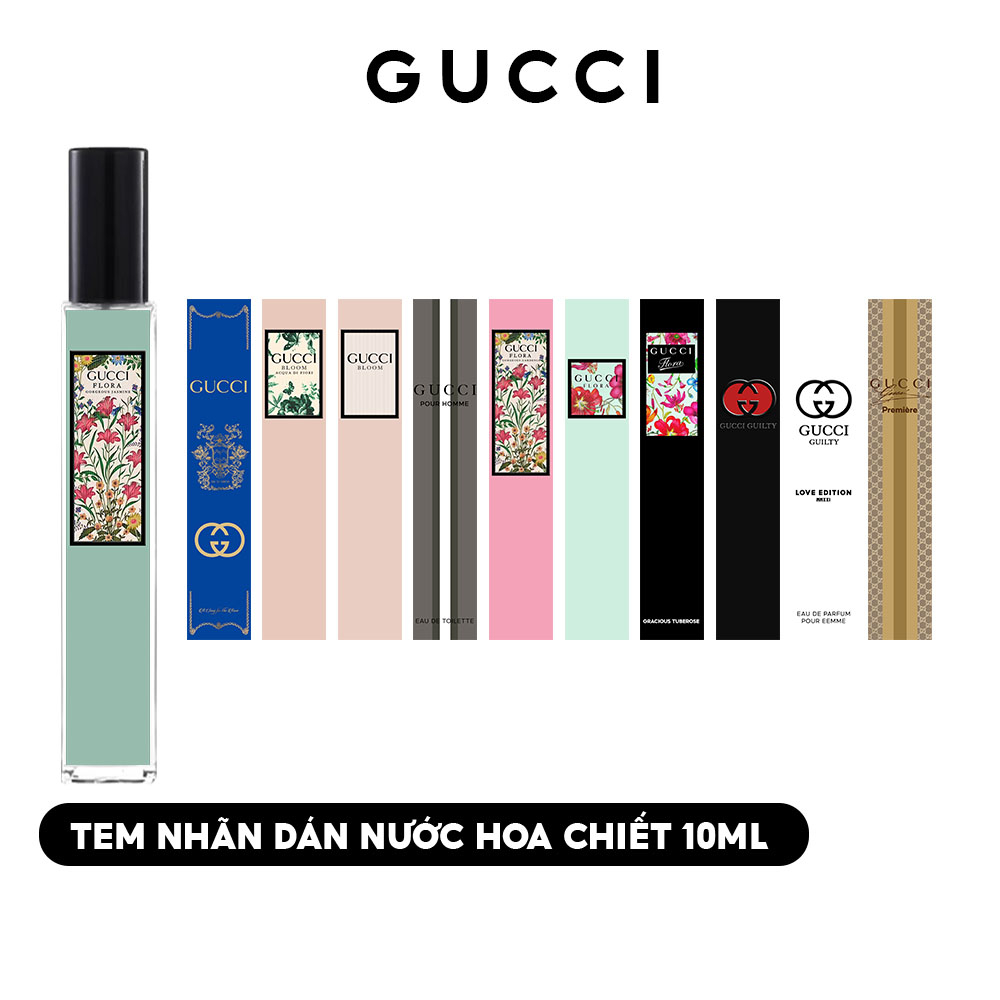 36 Tem nhãn dán nước hoa Gucci chiết 10ml đã cắt sẵn tất cả các mùi ...