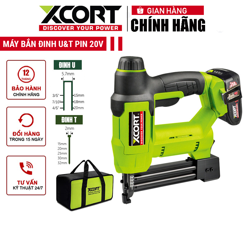 Máy bắn đinh pin 20V XCORT Model XDC21-23D Sử dụng 2 loại đinh U và T | Shopee Việt Nam