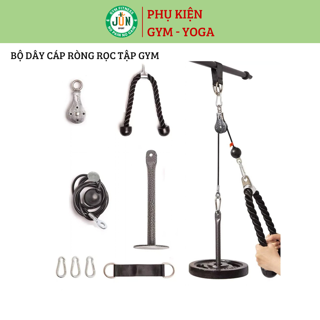 Bộ Dây Cáp Ròng Rọc Tập Gym Tại Nhà Jun Sport | Shopee Việt Nam