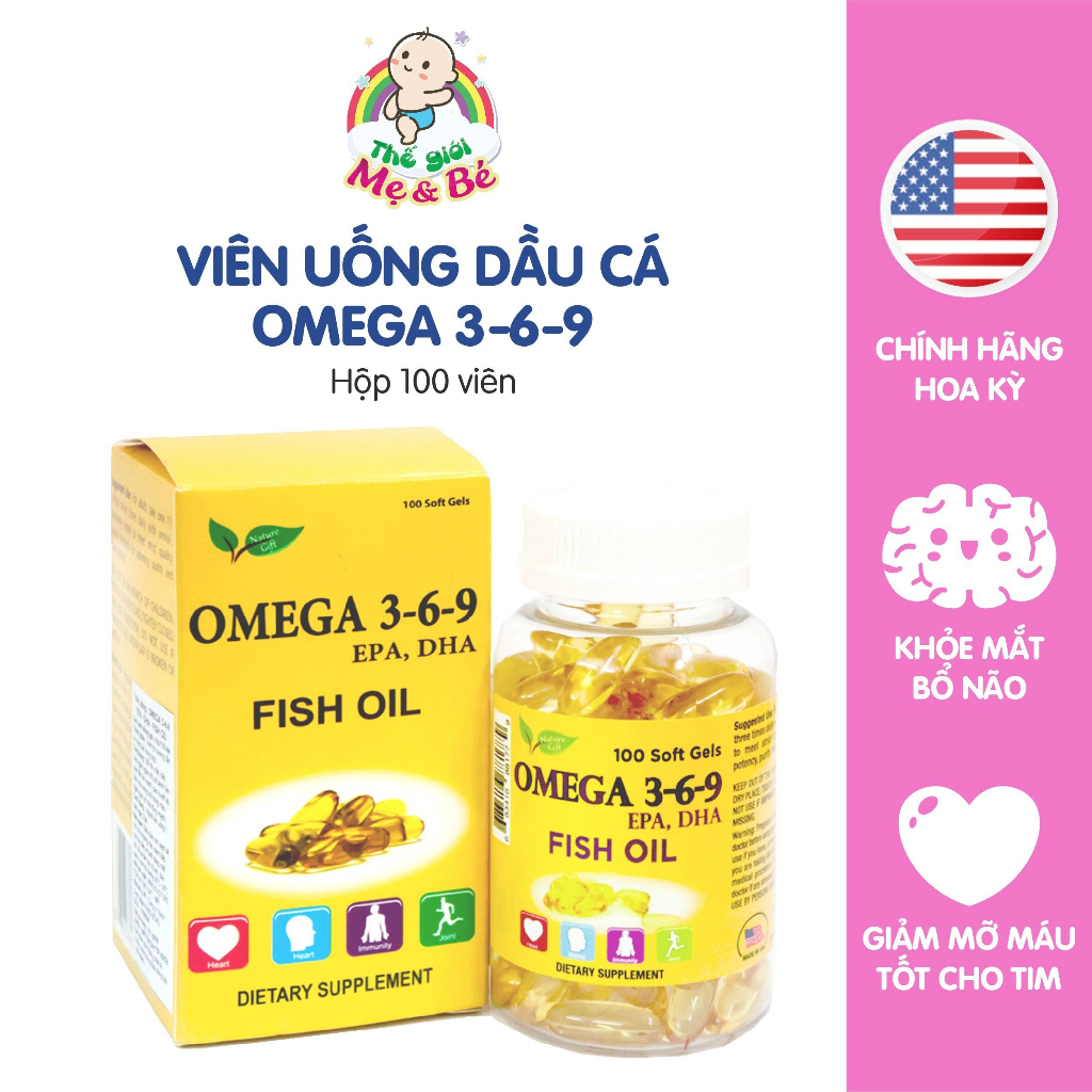 Dầu cá Nature Gift Omega 369 Fish Oil (H/100v) - Giảm mỡ máu, bổ não ...