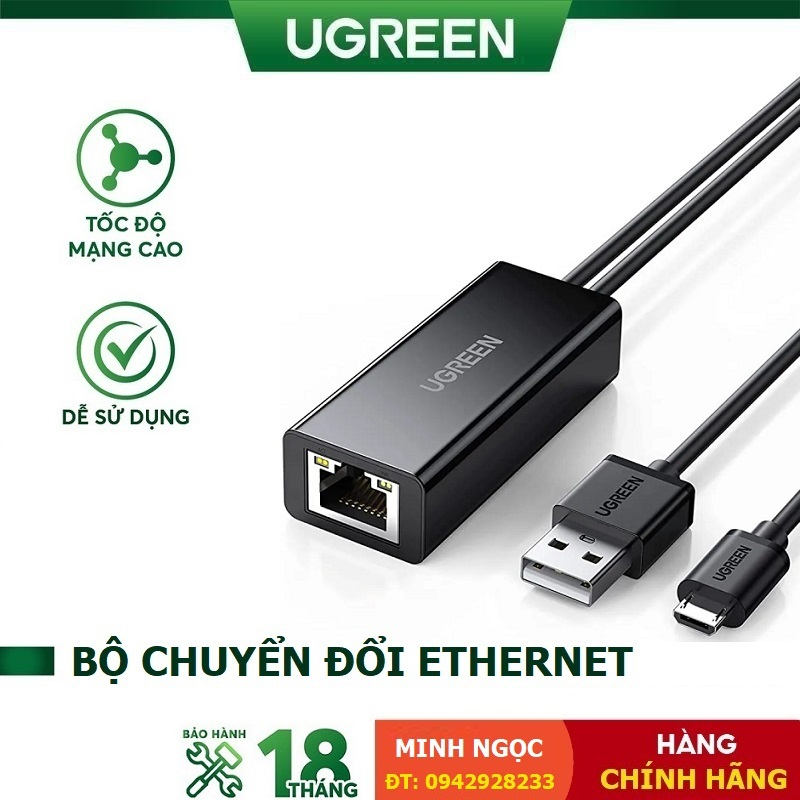 Bộ chuyển đổi mạng từ cổng USB, Micro sang Lan RJ45 chính hãng UGREEN ...