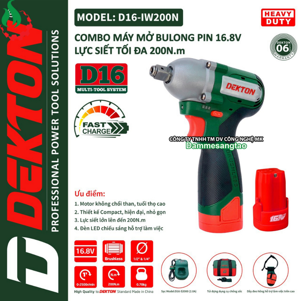 Máy siết bulong pin 14V Dekton D16-IW200N 200Nm | Shopee Việt Nam