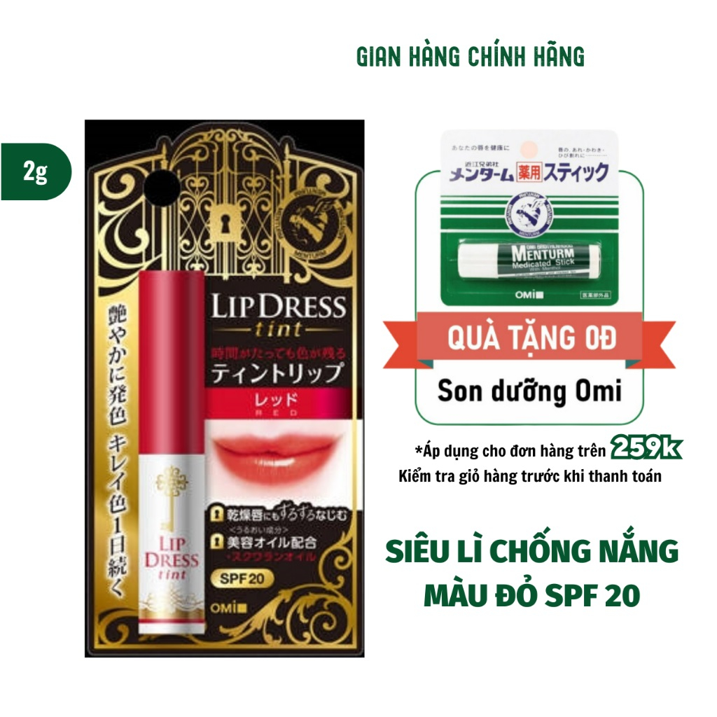 Son Dưỡng Môi Siêu Lì Chống Nắng Màu Đỏ Omi Lip Dress Tint (2g/tuýp ...