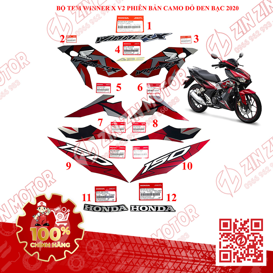 Tem Rời Winner X V2 2019+ Zin Đỏ Đen Bạc 2020 Phiên Bản Camo Chính Hãng ...