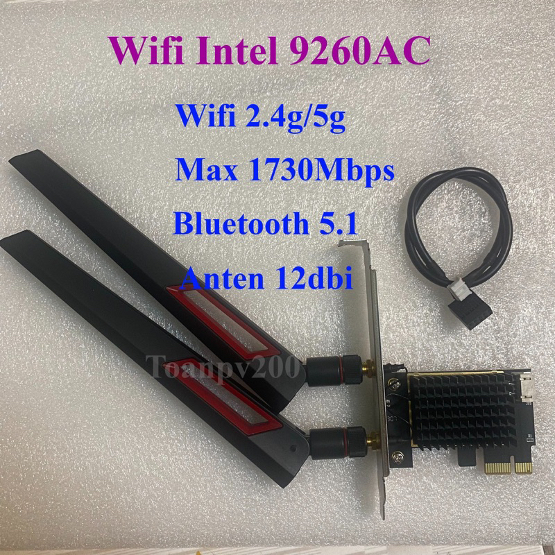 Wifi intel AC 9260 1730Mbps bluetooth 5.1 lắp khe Pcie máy tính bàn PC ...