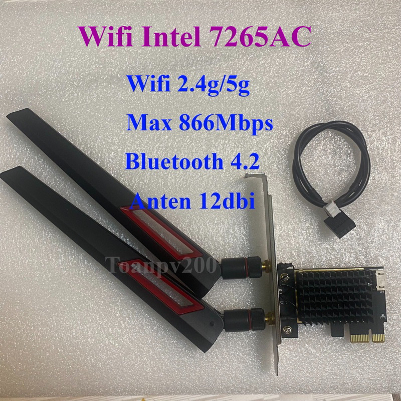 Wifi intel AC 7265 866Mbps bluetooth 4.2 anten 12dbi lắp Khe Pcie máy tính bàn PC | Shopee Việt Nam