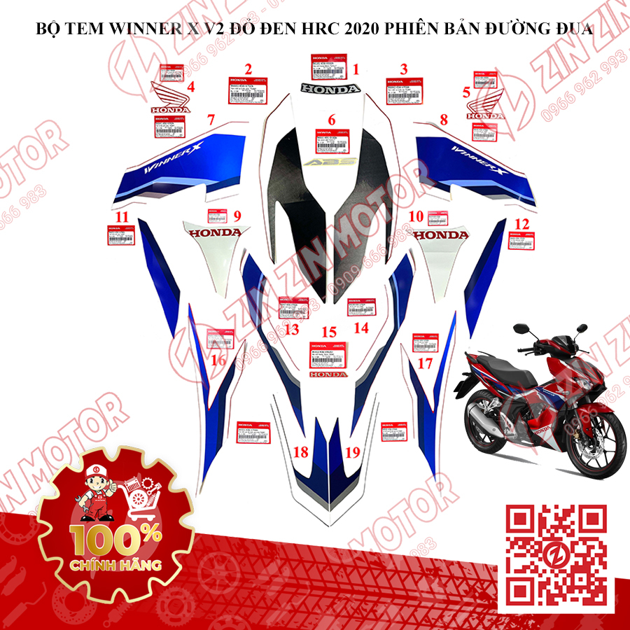 Tem Rời Winner X V2 2019+ Zin Đỏ HRC 2020 Phiên Bản Đường Đua Chính ...