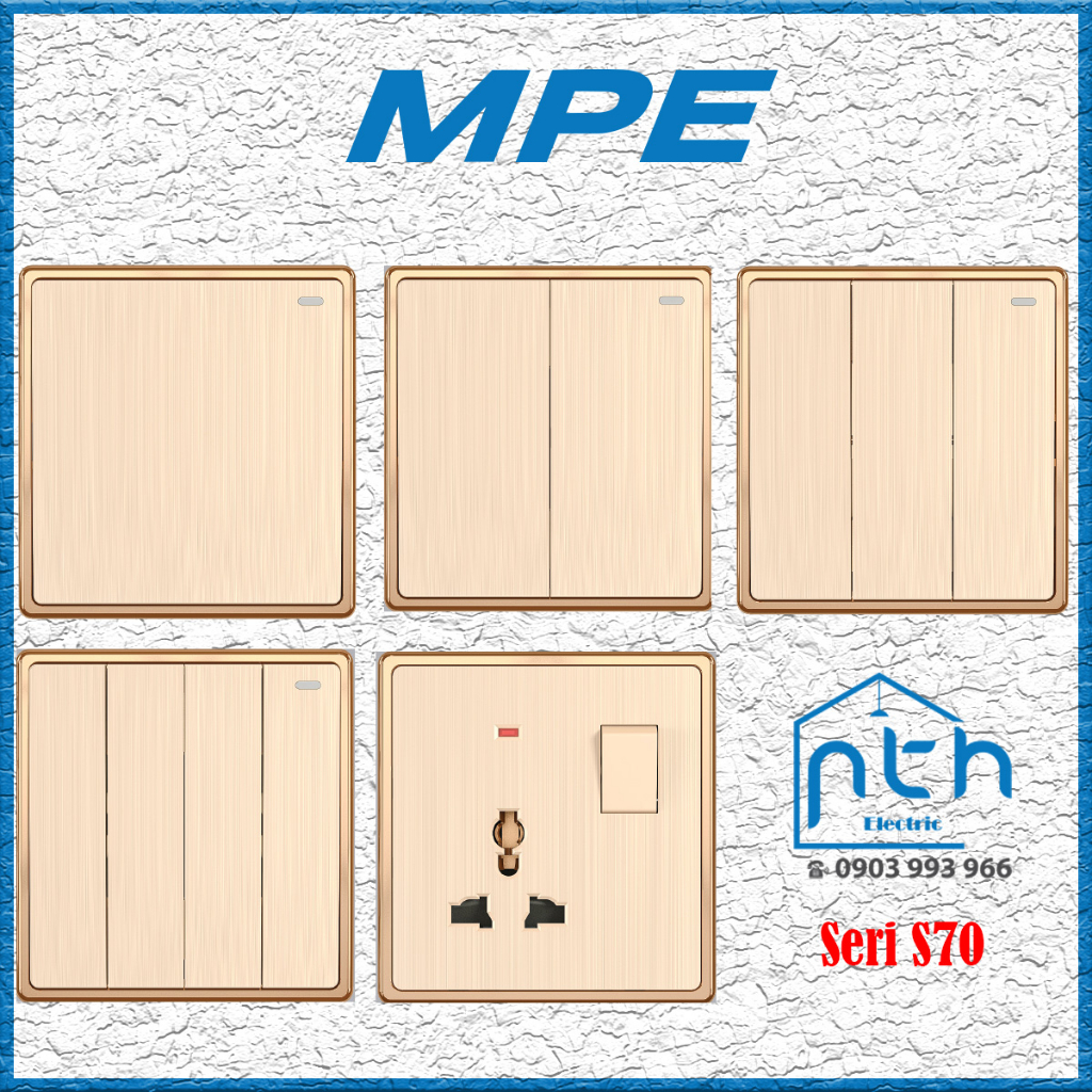 [CHÍNH HÃNG] Mặt ổ cắm, công tắc CAO CẤP MPE vàng SERIES S70 - Thương ...