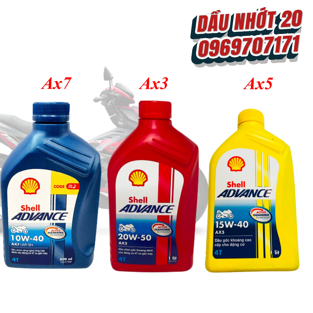Shell Xanh - Đỏ - Vàng Dầu Nhớt Shell AX3 AX5 AX7 Đủ Loại Cho Xe Số ...