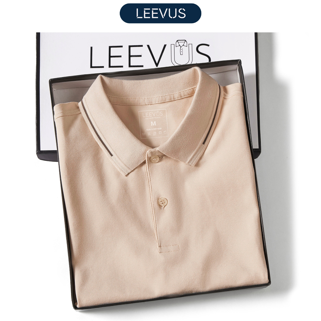 [TẶNG HỘP CHO ĐƠN TỪ 499K] Áo thun polo nam có cổ cao cấp, màu kem phối ...