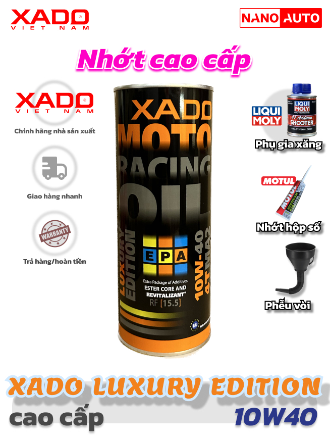 Nhớt nhập khẩu cao cấp XADO Atomic Oil Luxury Moto Racing 10W40 4T RF ...