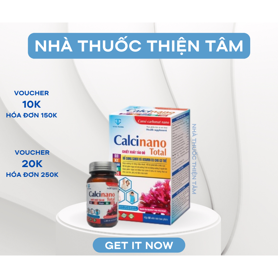Viên uống CALCINANO TOTAL tảo biển đỏ - bổ sung canxi và vitamin D3 cho cơ thể- Hộp 60 viên ...