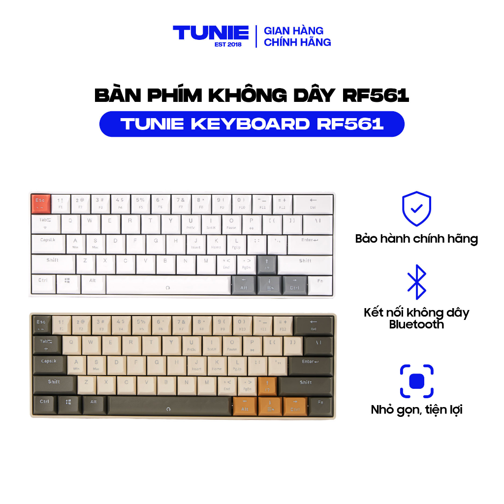 Bàn Phím Cơ Không Dây Bluetooth RF516 Tunie Văn Phòng Gọn Nhẹ Giảm Ồn ...