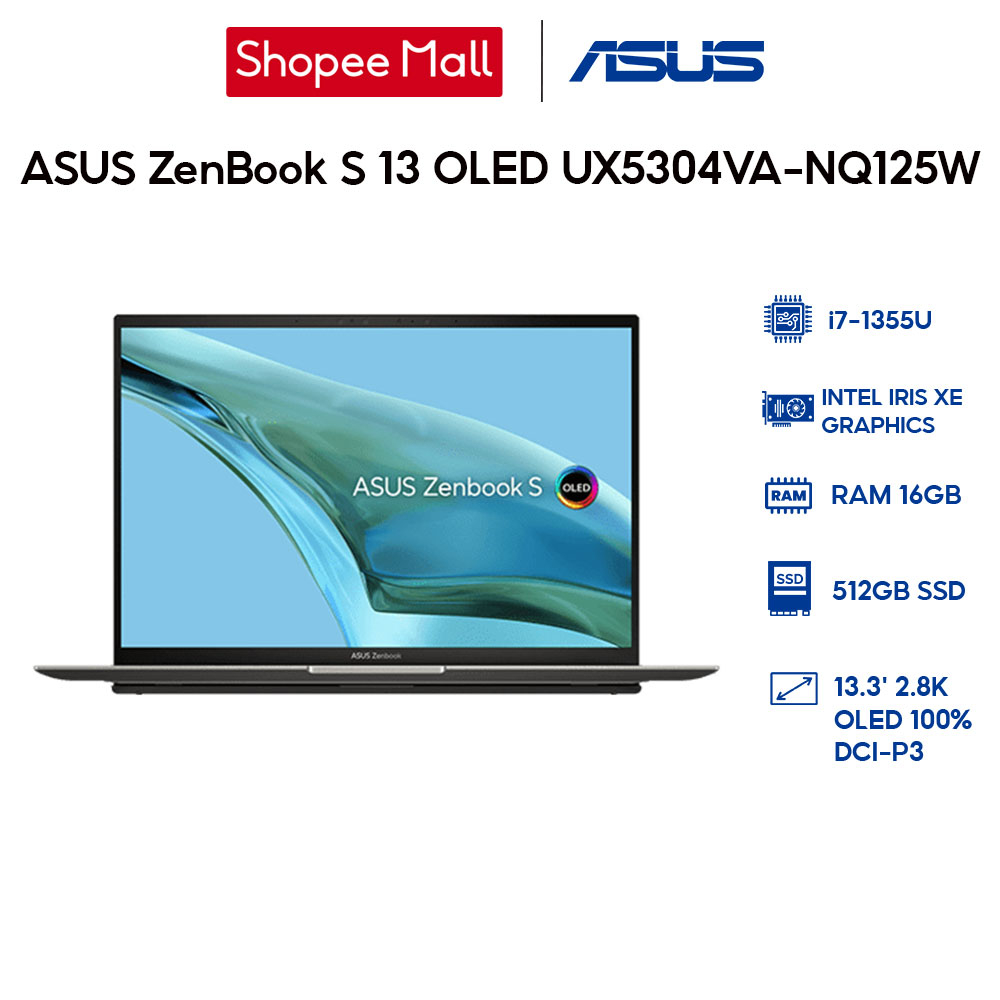 Laptop ASUS ZenBook S 13 OLED UX5304VA-NQ125W i7-1355U|16GB|512GB| 13.3 ...