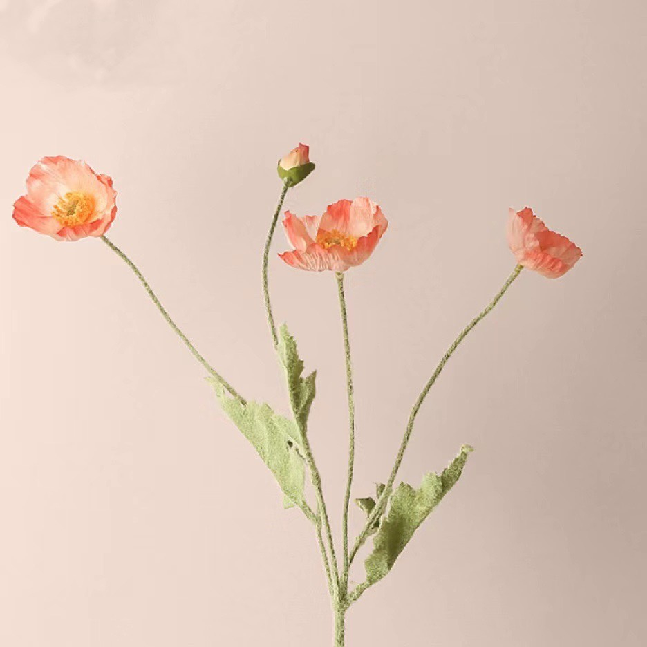 Hoa Poppy Giả Hoa Lụa Anh Tuc Đẹp Như Thật 1 Cành 3 Bông 1 Nụ Trang Trí ...