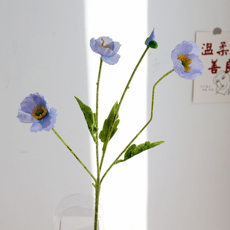 Hoa Poppy Giả Hoa Lụa Anh Tuc Đẹp Như Thật 1 Cành 3 Bông 1 Nụ Trang Trí ...