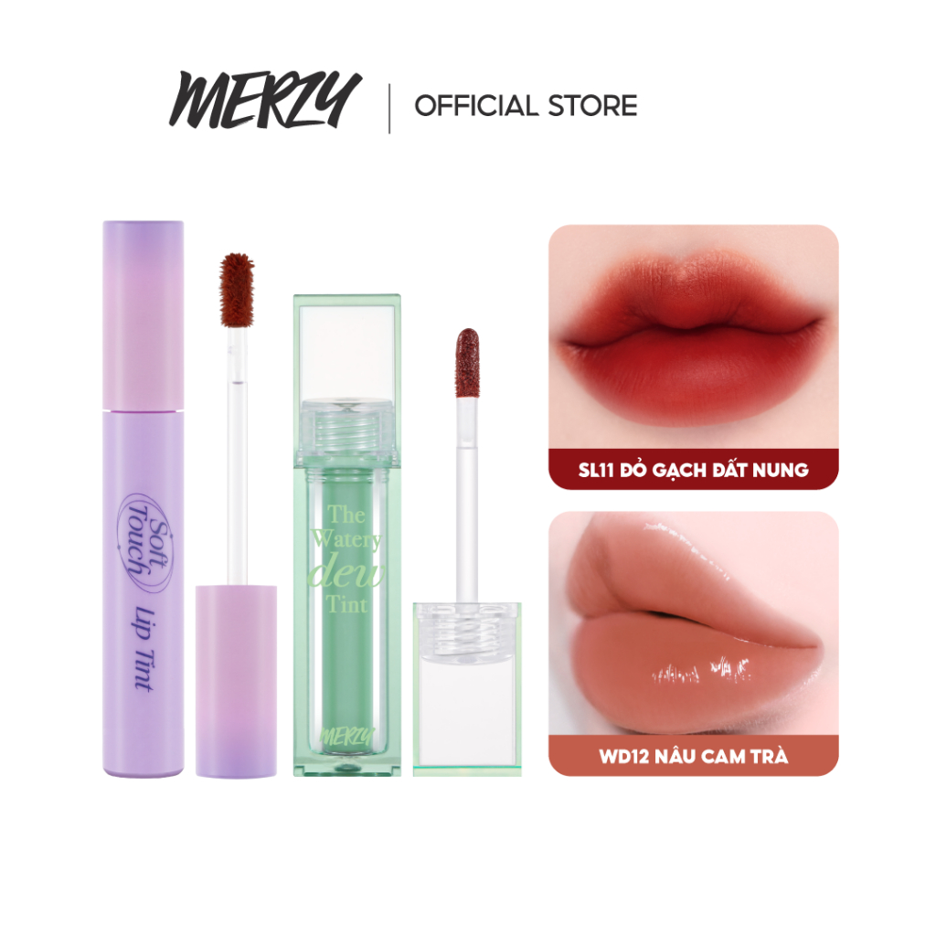 Combo 2 Son Kem Siêu Lì Merzy Soft Touch Lip Tint 3g (Ver 2) + Son Tint ...
