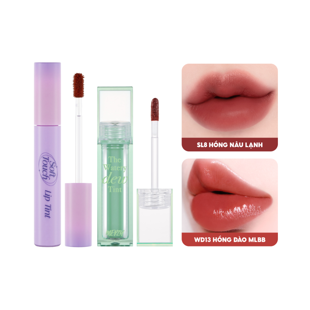 Combo 2 Son Kem Siêu Lì Merzy Soft Touch Lip Tint 3g (Ver 2) + Son Tint ...