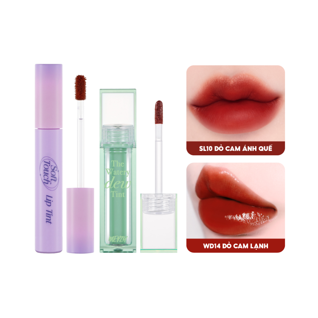 Combo 2 Son Kem Siêu Lì Merzy Soft Touch Lip Tint 3g (Ver 2) + Son Tint ...