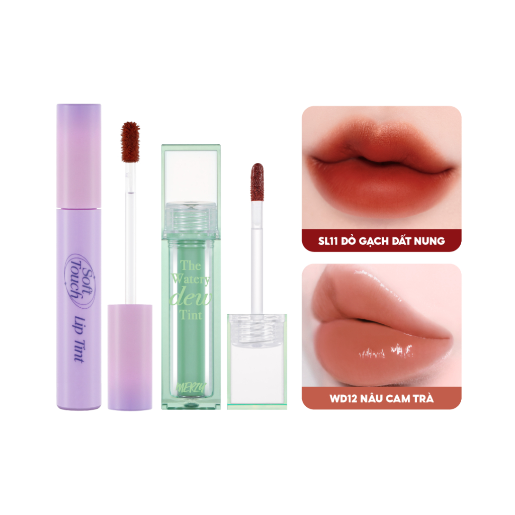 Combo 2 Son Kem Siêu Lì Merzy Soft Touch Lip Tint 3g (Ver 2) + Son Tint ...